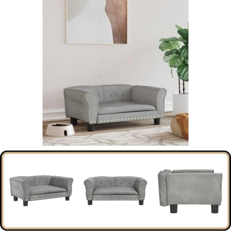 Hundebett Hellgrau 70x45x30 cm Samt - Hunde Bett - Hundebett Grau - Samtbett - Tierbetten ...