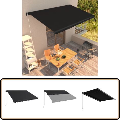Einziehbare Markise Handbetrieben 450 x 300 cm Anthrazit - Außenmarkise - Handbetriebene Markise ...