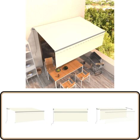 Markise Manuell Einziehbar mit Rollo 4,5x3 m Creme - Versenkbare ...