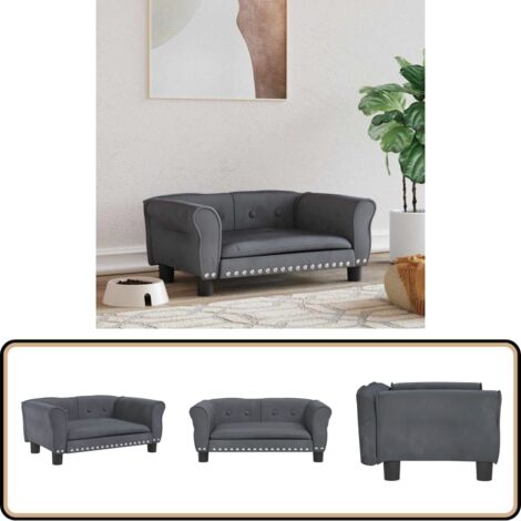 Hundebett Dunkelgrau 70x45x30 cm Samt - Hunde Bett - Hundebett - Samtbett - Tierbetten - Kleines ...