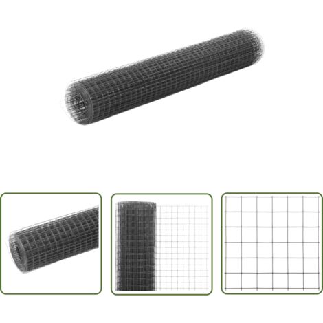 vidaXL Drahtzaun Stahl mit PVC-Beschichtung 25x1 m Grau