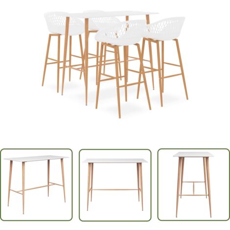 The Living Store 5-tlg. Bar-Set Weiß - Bar Set - Bar Tisch - Barhocker ...