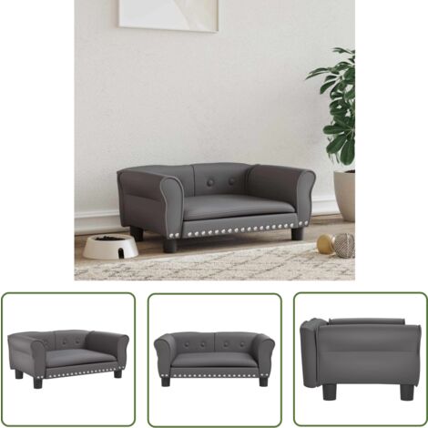 The Living Store Hundebett Grau 70x45x30 cm Kunstleder - Hunde Bett - Hundekissen - Haustierbett ...