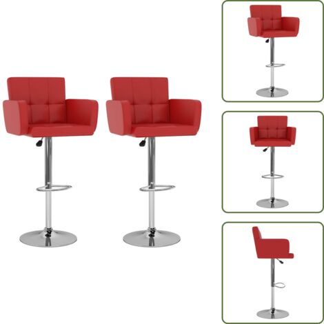vidaXL Barhocker 2 Stk. Rot Kunstleder