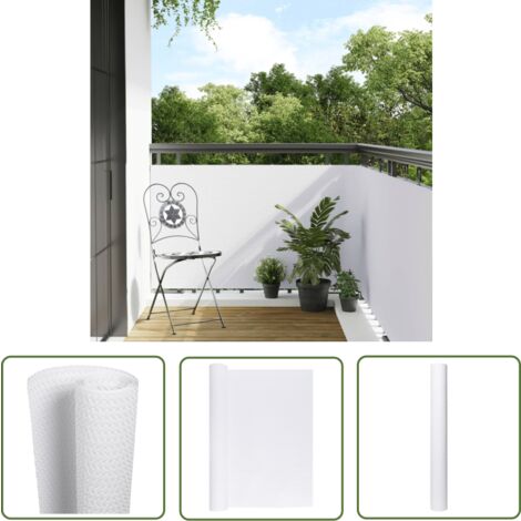 The Living Store Balkon-Sichtschutz Weiß 400x100 cm Poly Rattan ...