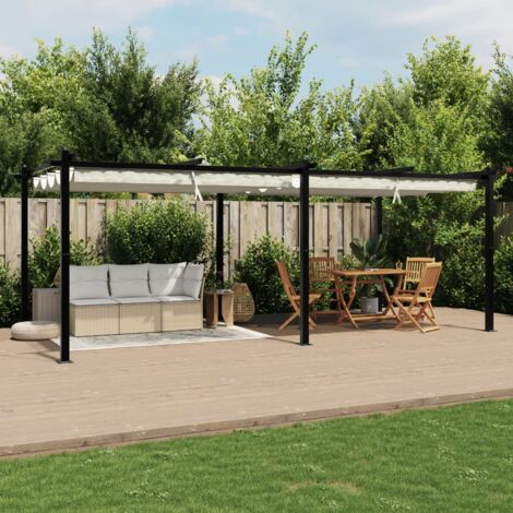 The Living Store Gartenpavillon mit Ausziehbarem Dach Creme 3x6 m ...