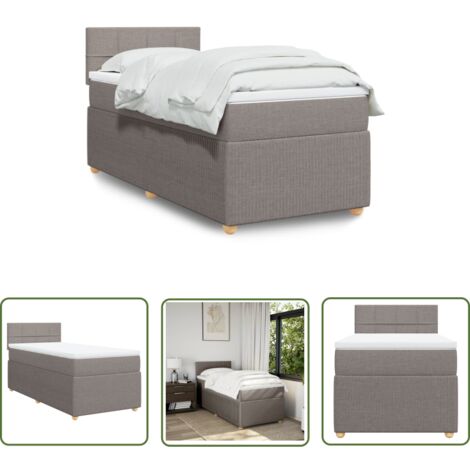 vidaXL Boxspringbett mit Matratze Taupe 80x200 cm Stoff