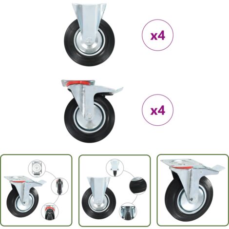 The Living Store 8 Stk. Rollen 200 mm - Rollenset - Transportwagen ...