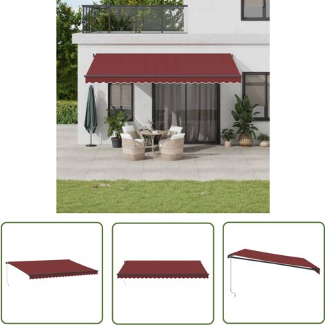 The Living Store Markise Manuell Weinrot 500x300 cm - Markise ...