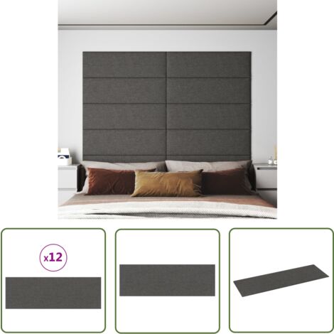 The Living Store Wandpaneele 12 Stk. Dunkelgrau 90x30 cm Stoff 3,24 m² ...