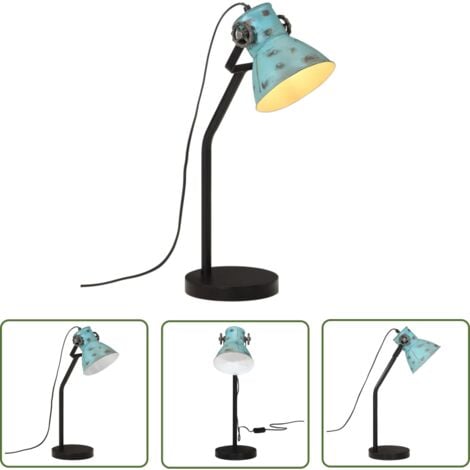 The Living Store Schreibtischlampe 25 W Blau 17x17x60 cm E27 - Industrielampen ...
