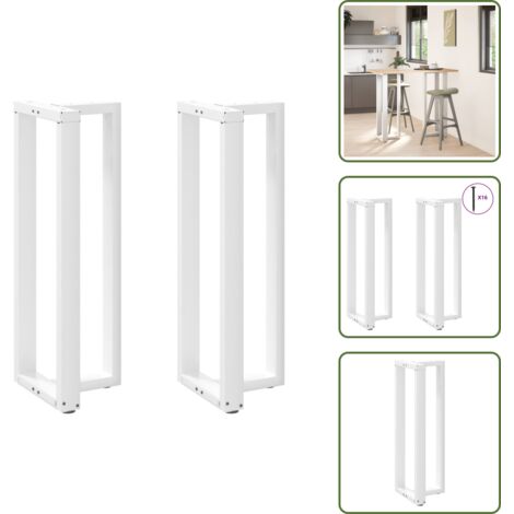 vidaXL Bartischbeine T-Form 2 Stk. Weiß 40x35x(110-111) cm Stahl