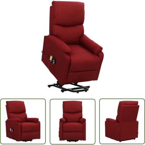 The Living Store Massagesessel mit Aufstehhilfe Weinrot Stoff - Massage ...