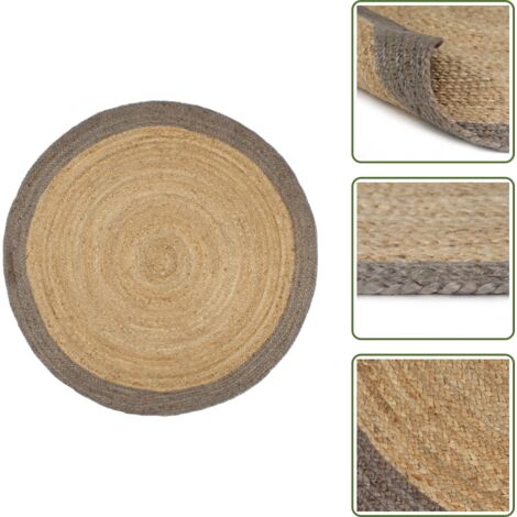Teppich Handgefertigt Jute mit Grauem Rand 180 cm - Teppich - Teppiche ...