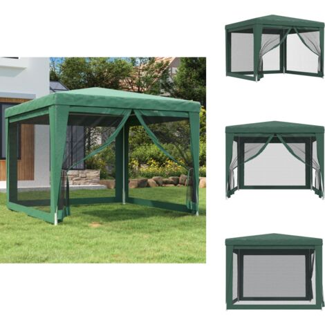 Partyzelt mit 4 Mesh-Seitenwänden Grün 3x3 m HDPE - Partyzelt ...