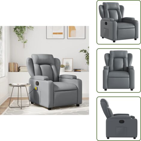 Relaxsessel Grau Kunstleder - Komfortabler Sessel - Relaxsessel ...