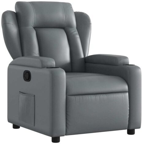 Relaxsessel Grau Kunstleder - Komfortabler Sessel - Relaxsessel ...