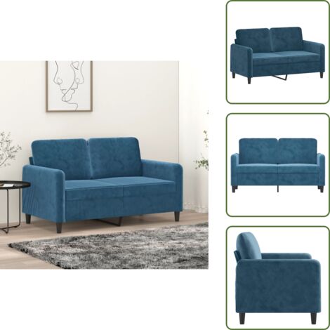 2-Sitzer-Sofa Blau 120 cm Samt - Samtsofa - Couch Blau - Wohnzimmersofa ...