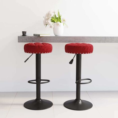Barhocker 2 Stk. Weinrot Samt - Samt Sessel - Barhocker Rot - Drehbares ...