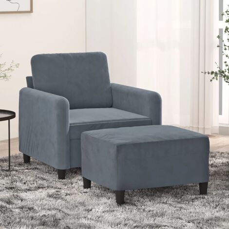 Sessel mit Hocker Dunkelgrau 60 cm Samt - Samtsofa - Lounge Chair ...