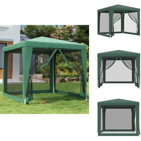 Partyzelt mit 4 Mesh-Seitenwänden Grün 2,5x2,5 m HDPE - Partyzelt ...