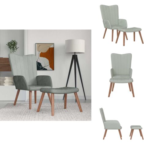 Relaxsessel mit Hocker Hellgrau Samt - Sessel - Samt Sessel - Wohnraum ...