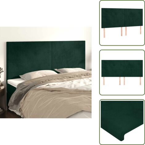 Kopfteile 4 Stk. Dunkelgrün 90x5x78/88 cm Samt - Bettkopfteile ...