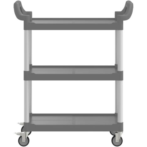 Rollwagen mit 3 Etagen Grau 81x41x92 cm Aluminium - Servierwagen ...