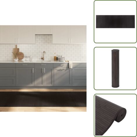 Teppich Rechteckig Dunkelbraun 100x300 cm Bambus - Bambus Teppich ...