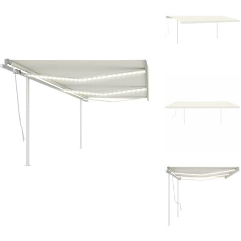 Markise Manuell Einziehbar mit LED 6x3 m Creme - Gartenmarkise ...