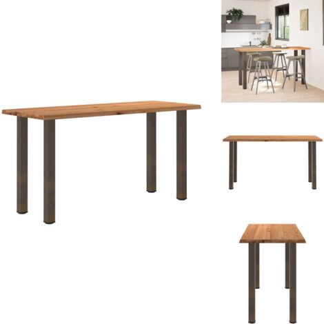 Bartisch mit Baumkanten 200x80x92cm Massivholz Eiche Rechteckig ...
