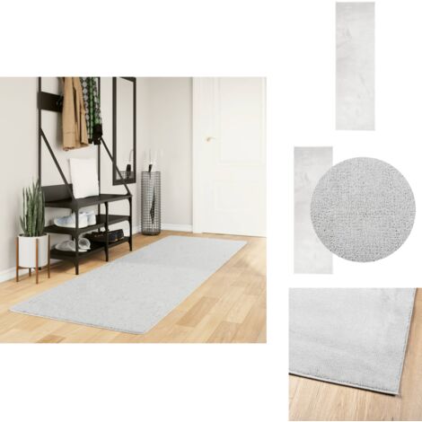 Teppich OVIEDO Kurzflor Grau 80x250 cm - Kuschelteppich ...