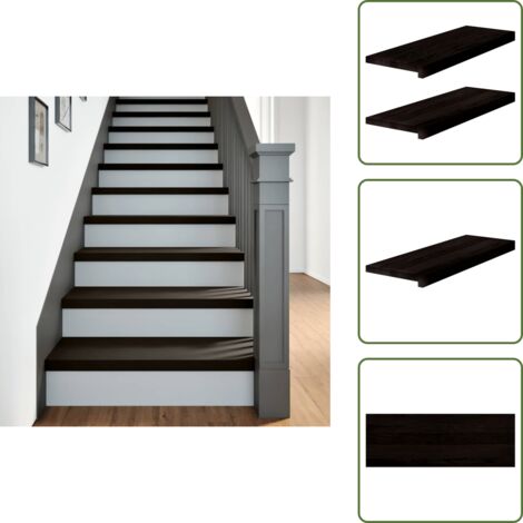 Treppenstufen 2 Stk. Dunkelbraun 70x30x2 cm Massivholz Eiche ...