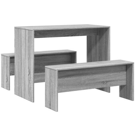 3-tlg. Esstisch und Bank Set Grau Sonoma Holzwerkstoff - Esstisch Und ...