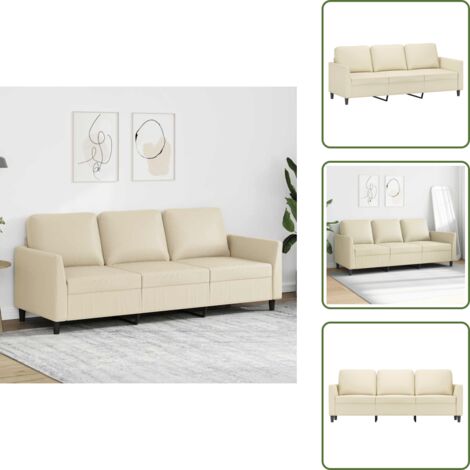3-Sitzer-Sofa Creme 180 cm Kunstleder - 3-Sitzer-Sofa - Couch ...