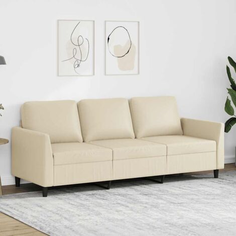 3-Sitzer-Sofa Creme 180 cm Kunstleder - 3-Sitzer-Sofa - Couch ...