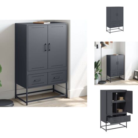 Highboard Anthrazit 68x39x111,5 cm Kaltgewalzter Stahl - Highboard ...