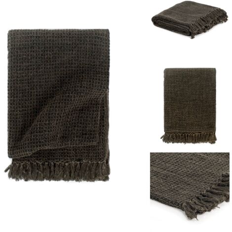 Überwurf Baumwolle 220x250 cm Anthrazit/Braun - Baumwolldecke ...