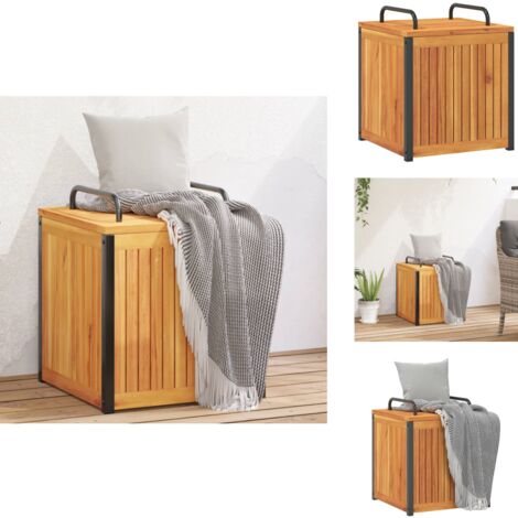 Gartenbox 45x45x45/53 cm Massivholz Akazie und Stahl - Holz Gartenbox ...