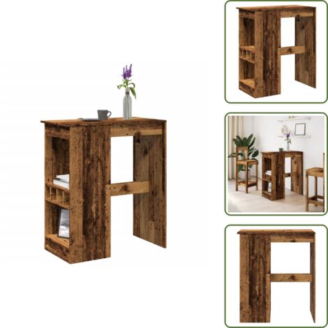 Bartisch mit Regal Altholz-Optik 90x47,5x103,5 cm Holzwerkstoff ...