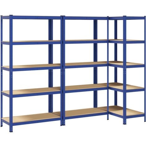 Lagerregale mit 5 Böden 3 Stk. Blau Stahl & Holzwerkstoff - Regal ...