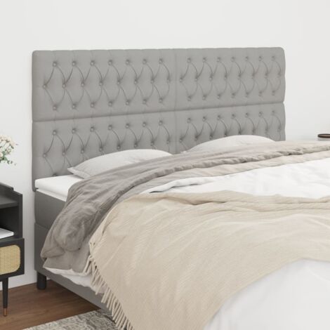 Kopfteile 4 Stk. Hellgrau 90x7x78/88 cm Stoff - Bettkopfteile ...