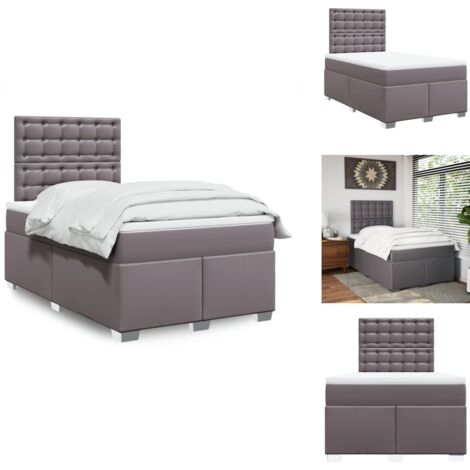 Boxspringbett mit Matratze Grau 120x190 cm Kunstleder - Boxspringbett ...