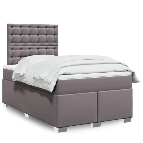 Boxspringbett mit Matratze Grau 120x190 cm Kunstleder - Boxspringbett ...