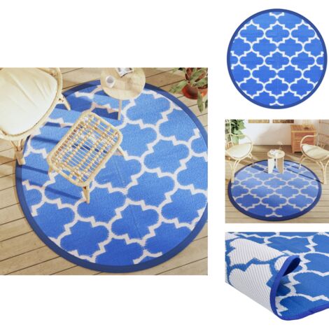 Outdoor-Teppich ARAKIL Blau Ø160 cm PP - Blauer Garten Teppich ...