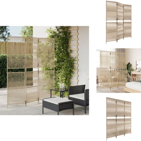 Paravent 3-tlg. Beige Poly Rattan - Raumteiler - Paravent ...