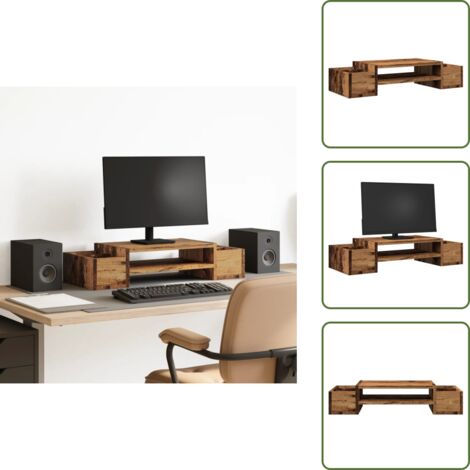 Monitorständer mit Stauraum Altholz-Optik 70x27x15 Holzwerkstof ...