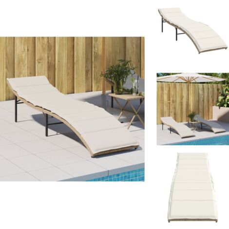 Sonnenliege mit Kissen Beige 55x199x50 cm Poly Rattan - Sonnenliege ...