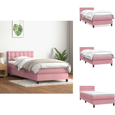 Boxspringbett mit Matratze Rosa 80x210 cm Samt - Boxspringbett ...