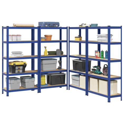 Lagerregale mit 5 Böden 4 Stk. Blau Stahl & Holzwerkstoff - Regal ...
